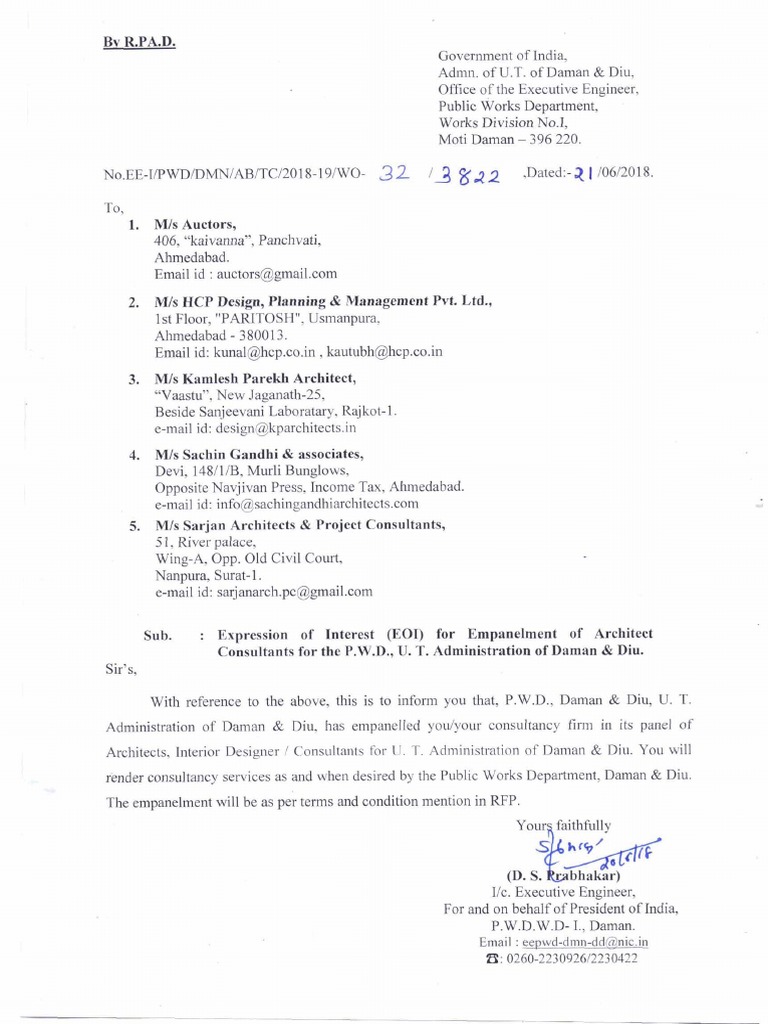 EOI For Empanelment of Architect Consultants | PDF