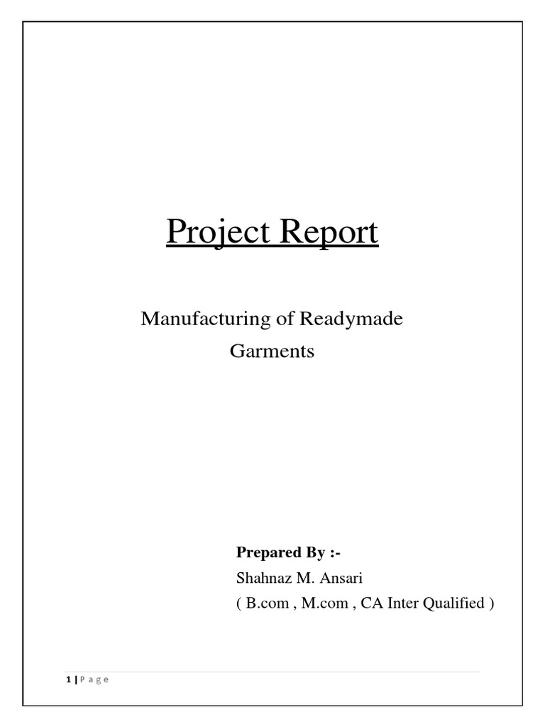 Project Report-Readymade Garment SMA | PDF | Net Income | Depreciation