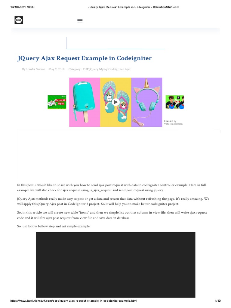 JQuery Ajax Request Example in Codeigniter | PDF | Ajax (Programming) | J Query