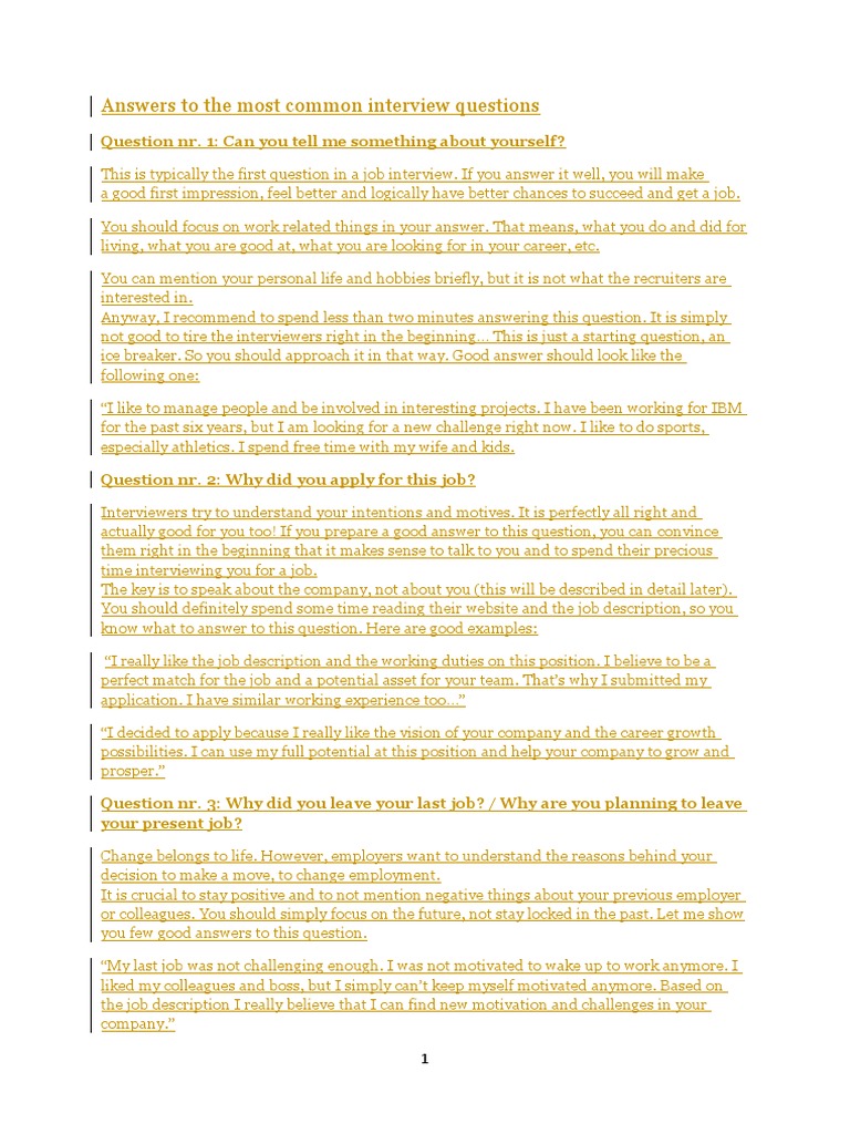 Job Interview Q | PDF | Job Interview | Employment