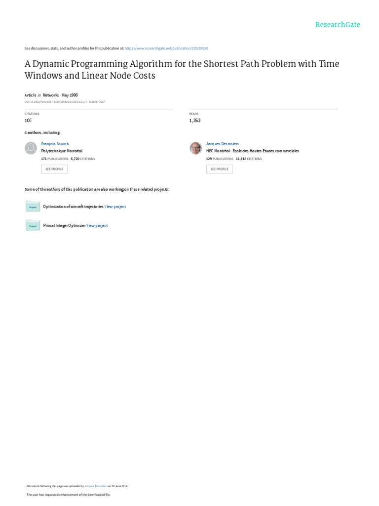 A Dynamic Programming Algorithm For The Shortest Path Problem With Time ...