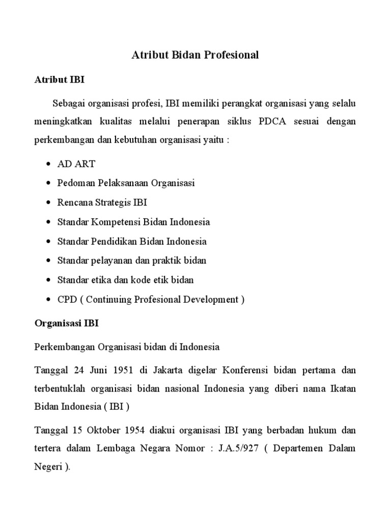 Tugas Resume Atribut Bidan Profesional (Shinta Nurlaily Kelas C) | PDF