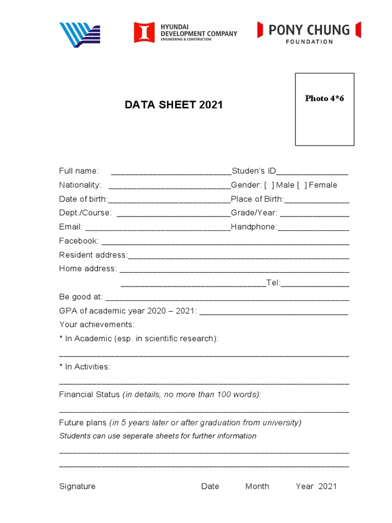 PCF - Data Sheet For Student - 2021 | PDF | Social Science
