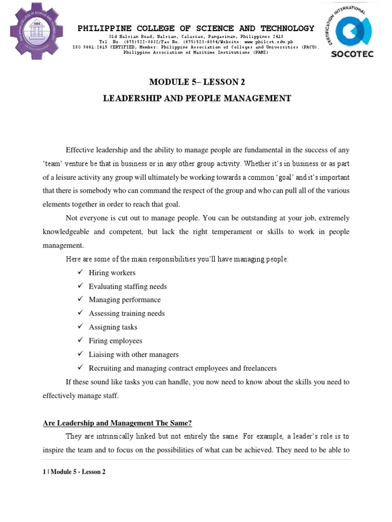 Module 5 Lesson 2 | PDF | Leadership | Mentorship