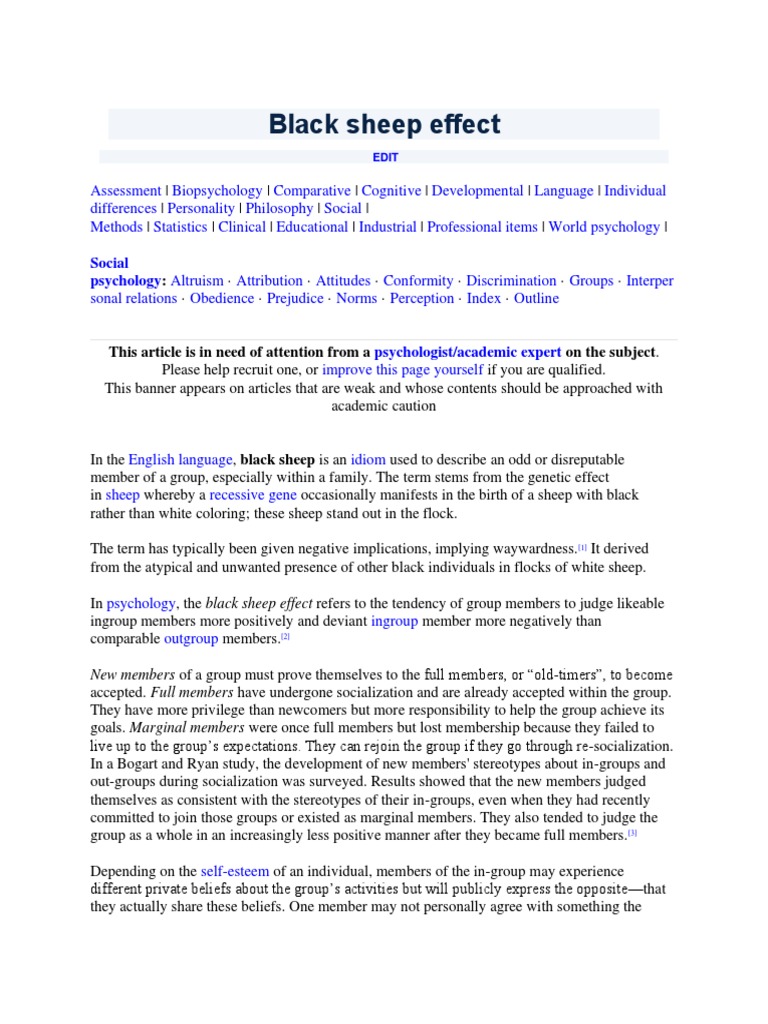 Black Sheep Effect: Social Psychology | PDF | Social Psychology | Group ...