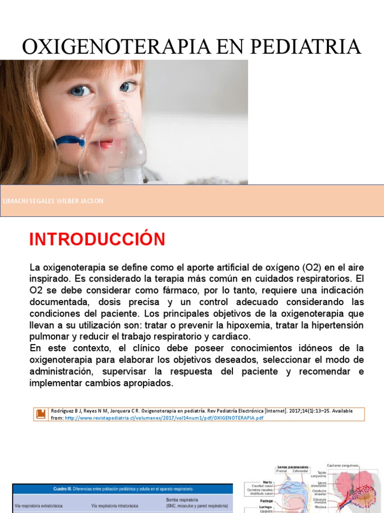 Oxigenoterapia en pediatría: objetivos, evaluación, dispositivos y ...
