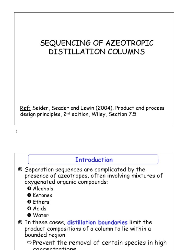 Azeotropic Distillation Sequences | PDF | Distillation | Chemistry