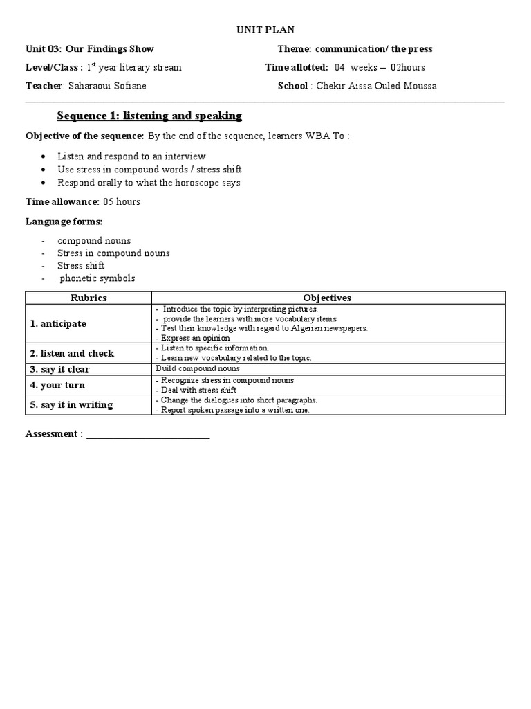 Our Findings Show Unit Plan | PDF | Adjective | Adverb