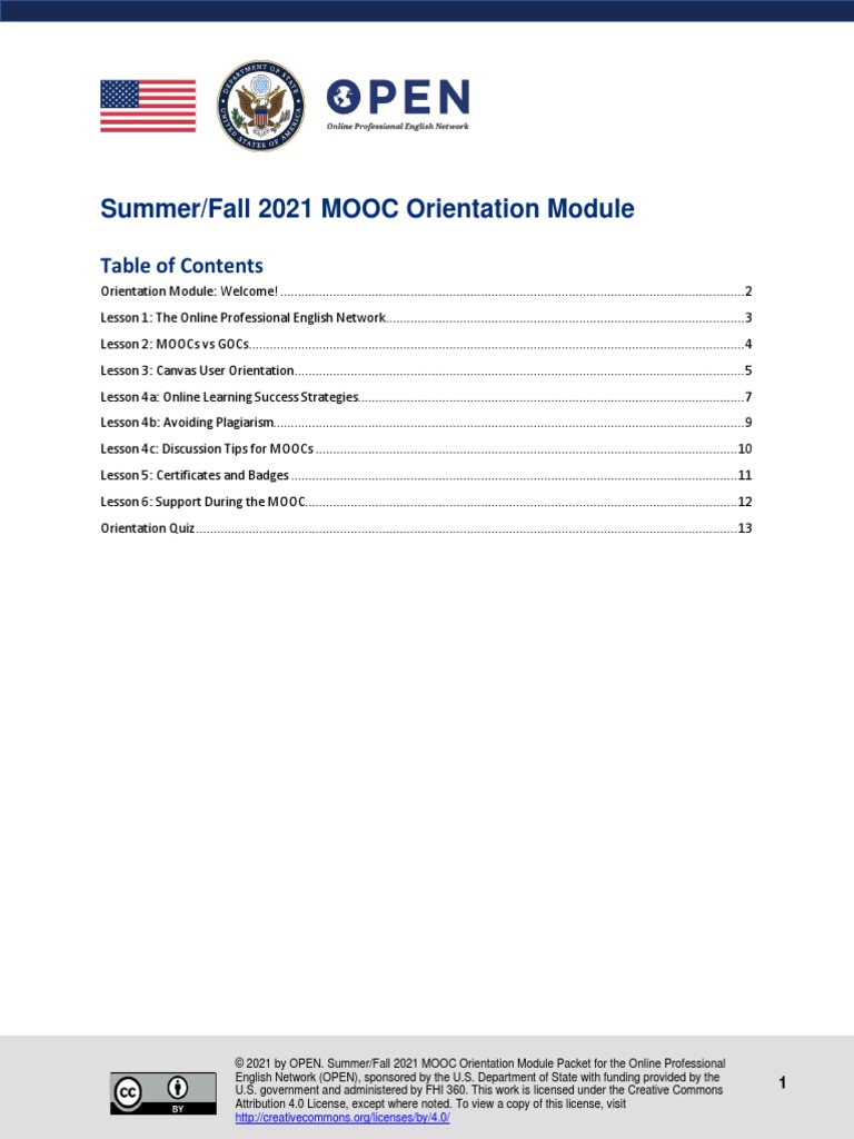 MOOC Orientation Module Downloadable Packet 2021 Professional ...