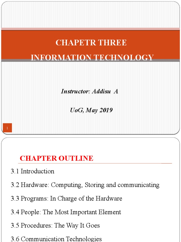 Chapetr Three Information Technology: Instructor: Addisu A Uog, May ...