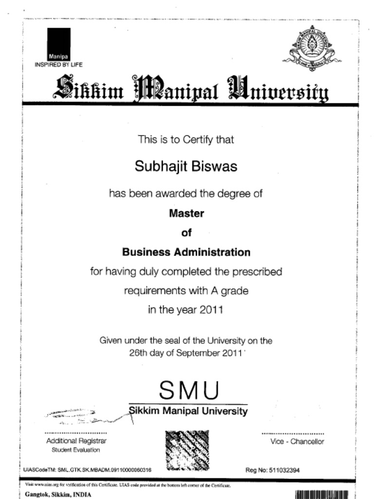 MBA Certificate | PDF