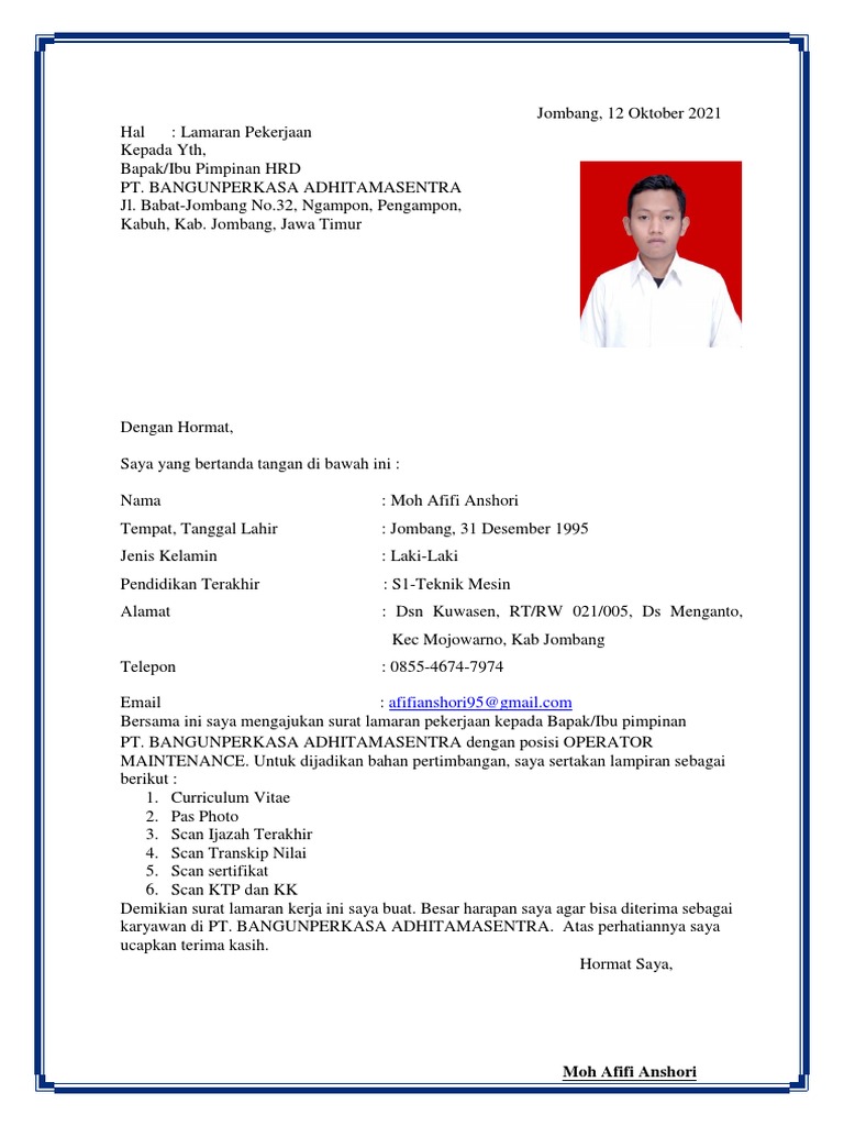 CV Dan Dokumen Pendukung | PDF