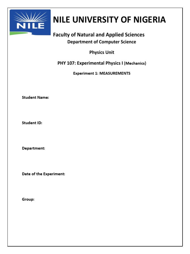 PHY 107 Experiment 1 | PDF | Scientific Observation | Metrology
