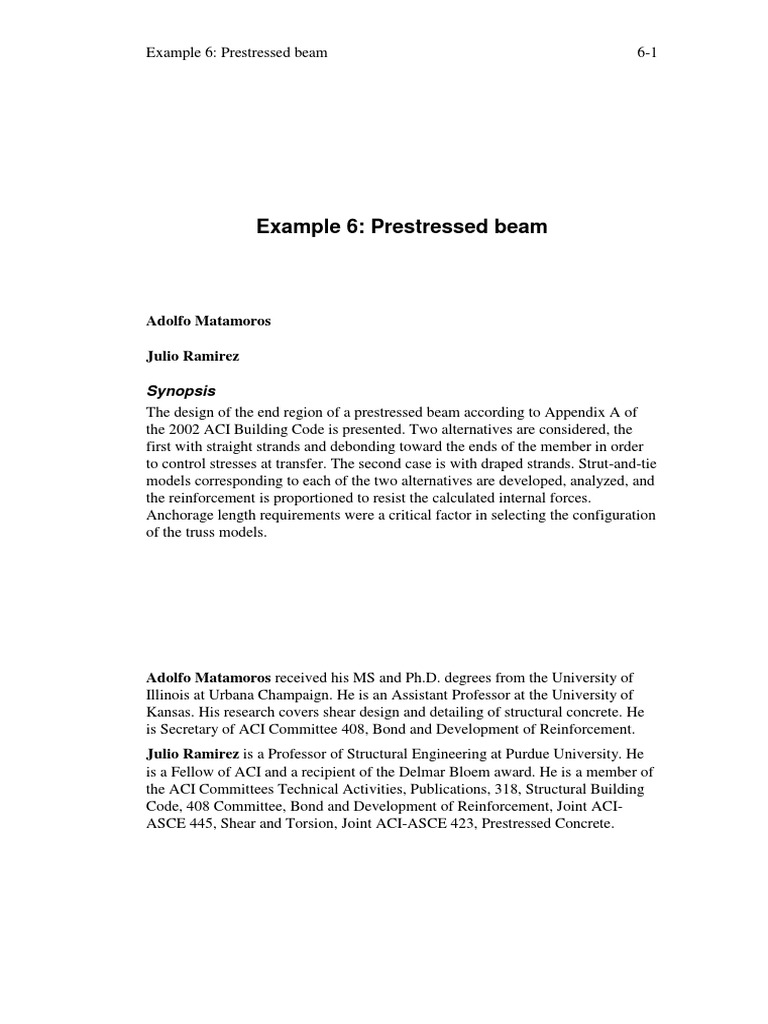 Example 6: Prestressed Beam: Adolfo Matamoros Julio Ramirez | PDF ...