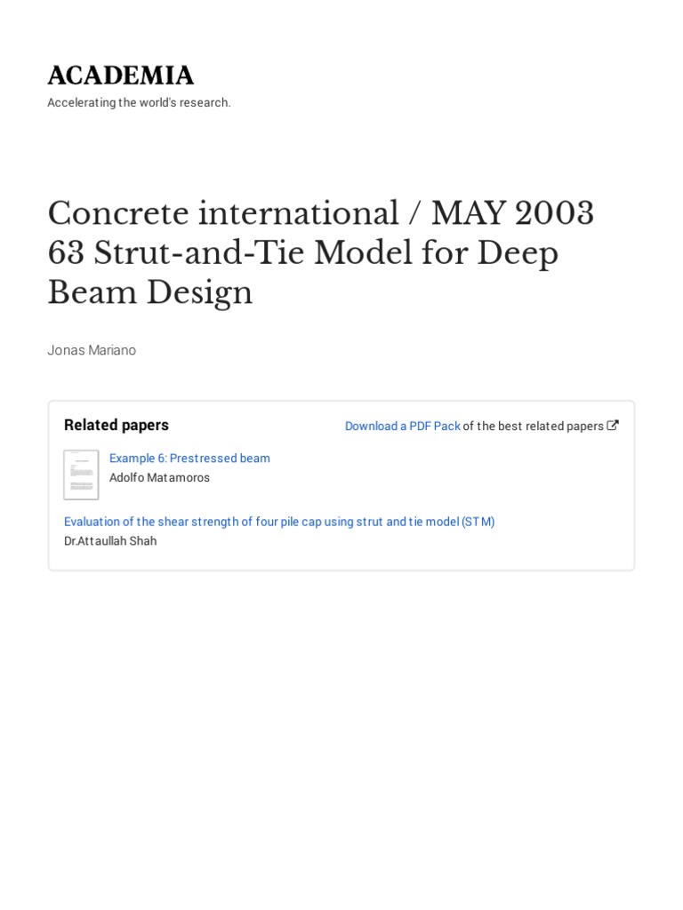 Strut and Tie Model For Deep Beam Design | PDF | Structural Engineering ...