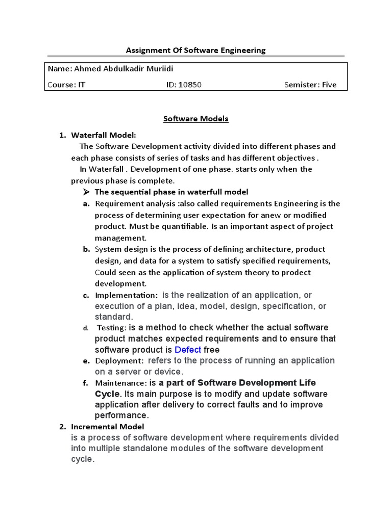 Assignment Software Enginering Pdf Software Development Software 4407