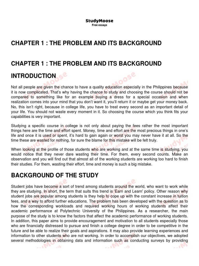 Chapter 1: The Problem and Its Background | PDF | Expert | Behavior ...