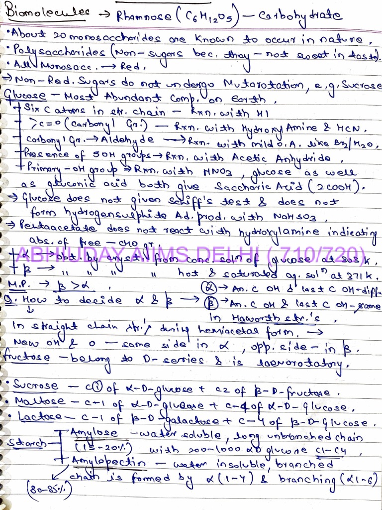 Biomolecules Short Notes - Watermark | PDF