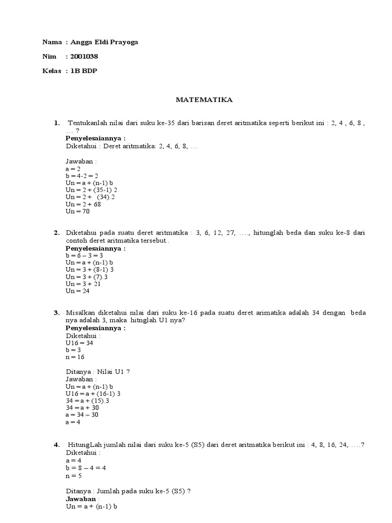Angga Eldi Prayoga 2001038 BDP Matematika | PDF | Sains & Matematika