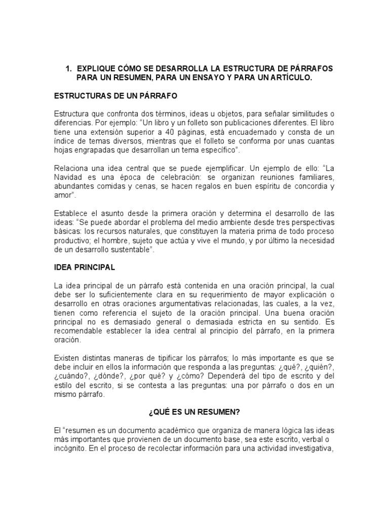 Estructura de párrafos en escritos académicos | PDF | Ensayos