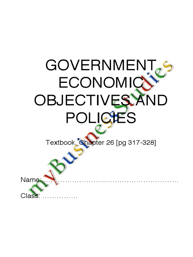 Government Economic Objectives and Policies | PDF | Taxes | Balance Of ...