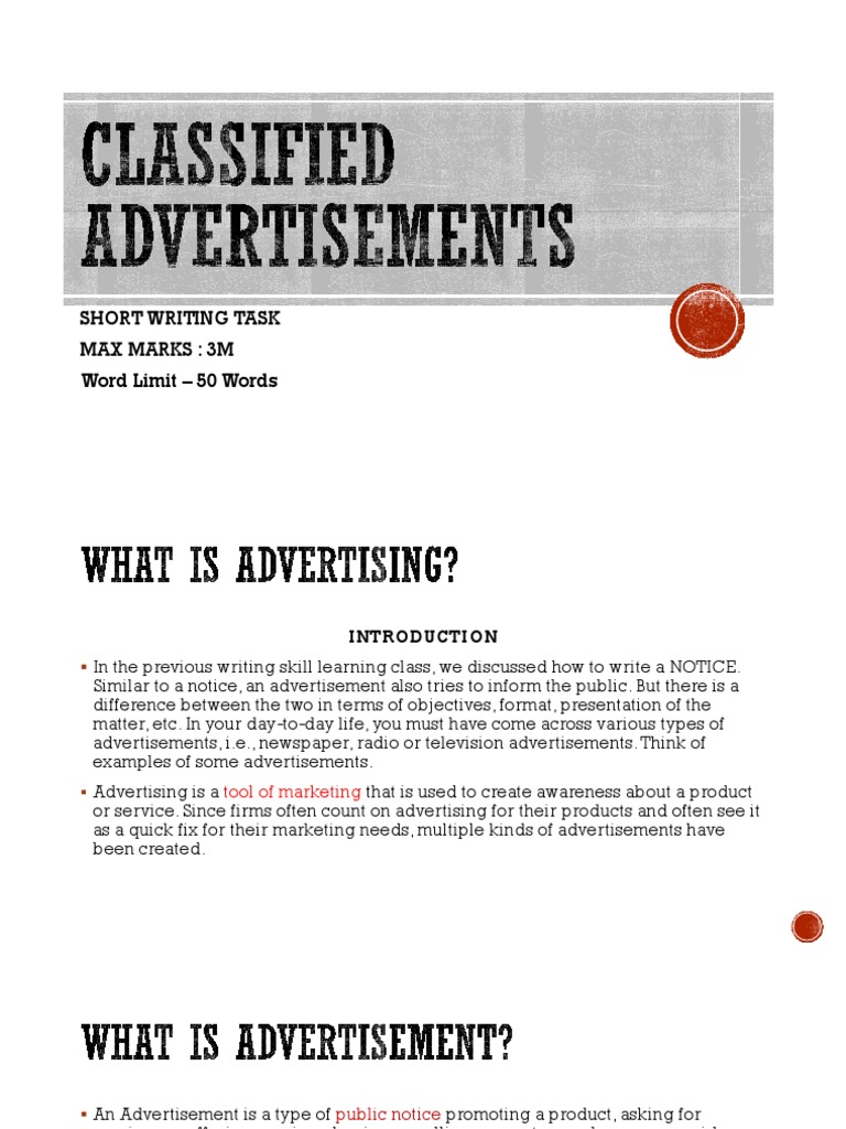 Classified Advertisements | PDF | Advertising | Marketing
