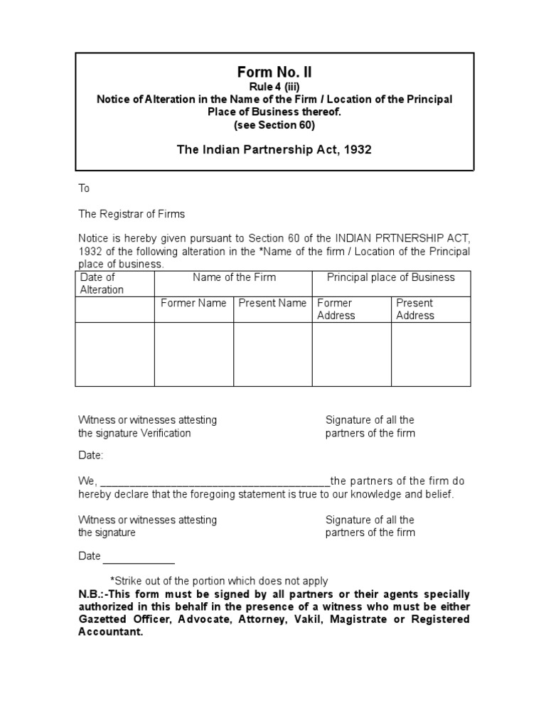 Form-2-Notice of Alteration in The Name of The Firm Location of The ...