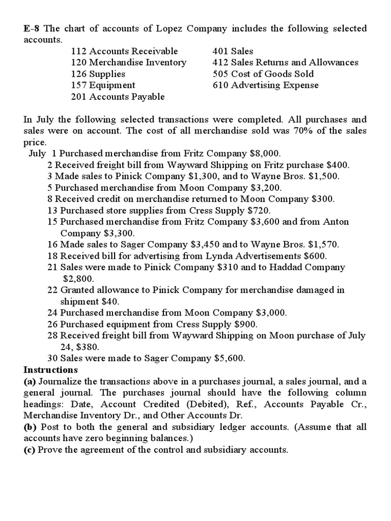 Accounting Journal Exercises | PDF | Invoice | Merchandising