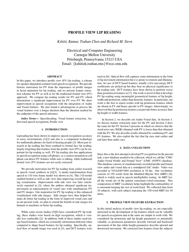 Lip Reading | PDF | Speech Recognition | Contour Line