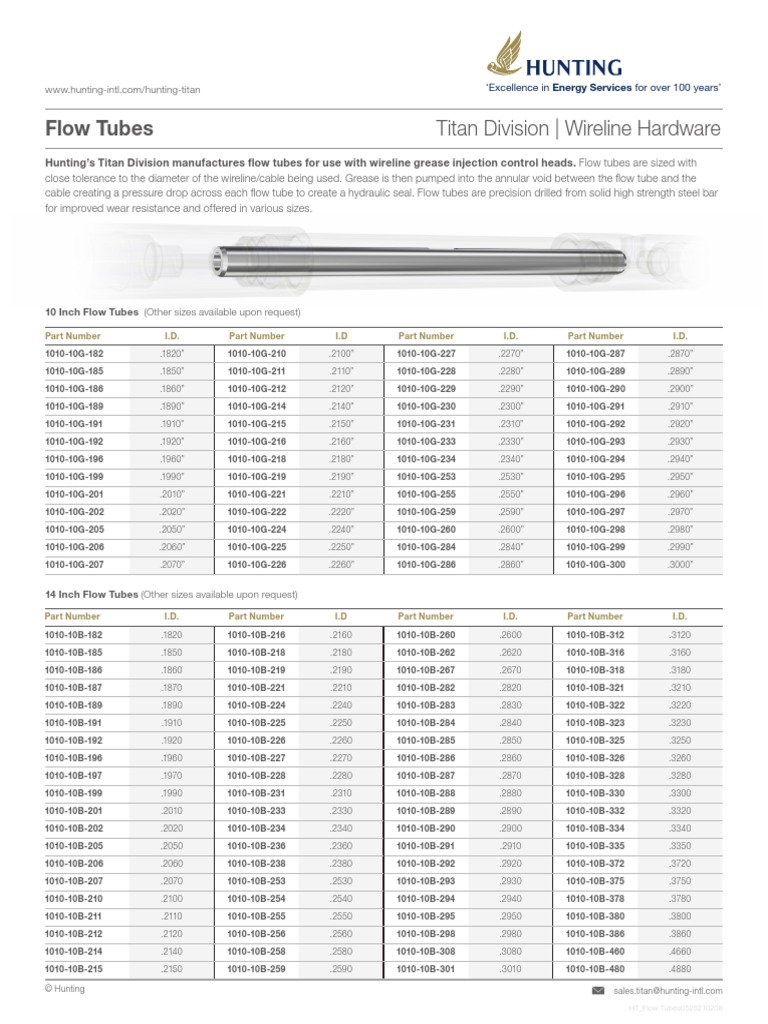 Flow Tubes: Titan Division - Wireline Hardware | PDF | Tools ...