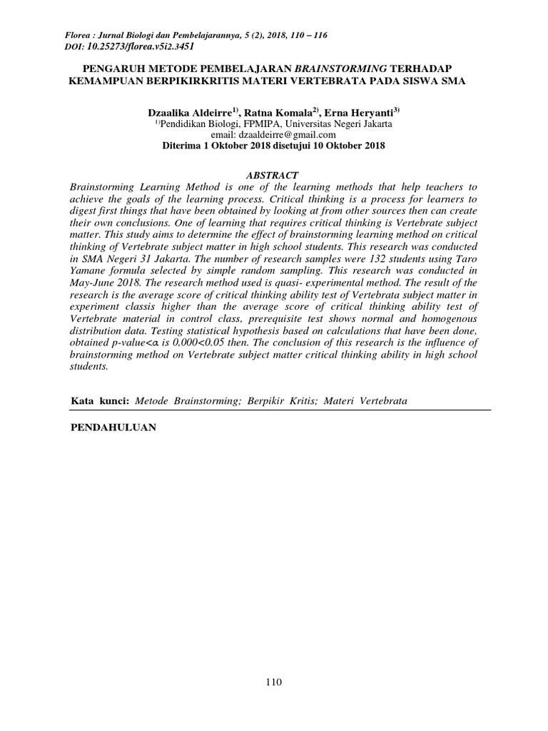 Pengaruh Metode Pembelajaran Brainstorming Terhada | PDF | Methodology | Scientific Method