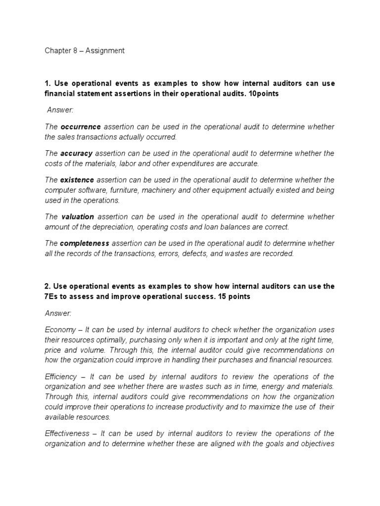 Chapter 8 - Assignment | PDF | Audit | Six Sigma