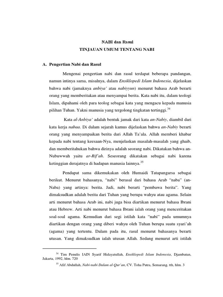 Pengertian Nabi dan Rasul dalam Islam | PDF