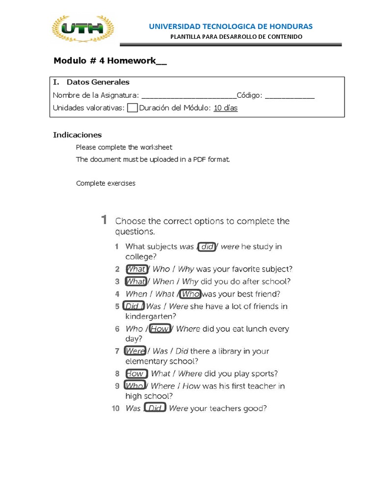 Module 4 Homework English 4 1 | PDF