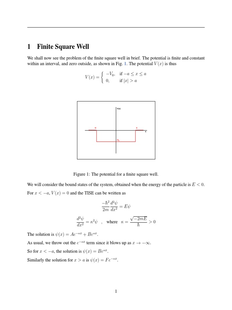 1 Finite Square Well | PDF | Applied And Interdisciplinary Physics ...