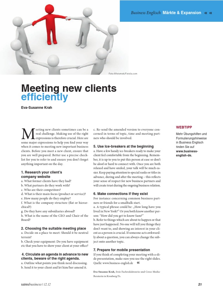 Meeting New Clients: Efficiently | PDF