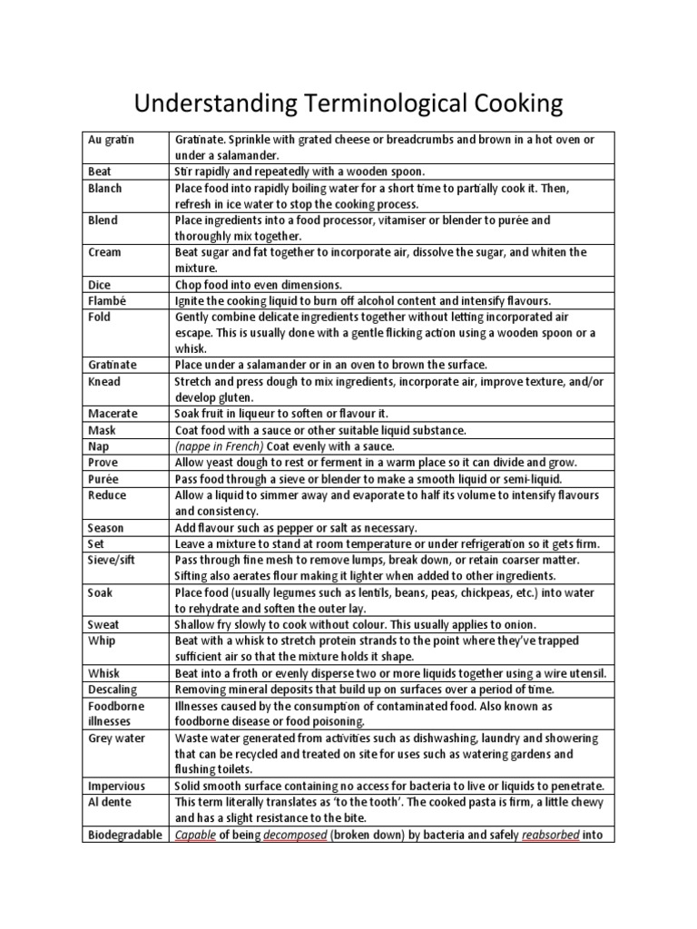 Understanding Terminological Cooking | PDF | Umami | Food And Drink ...