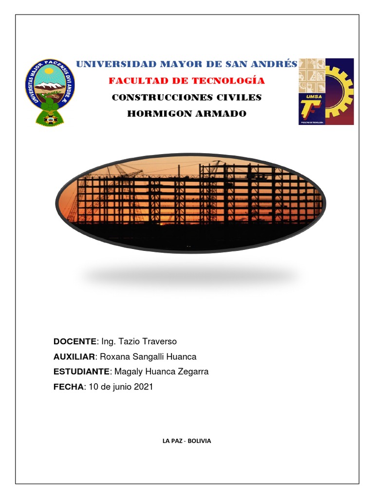 Magaly Huanca Zegarra Proyecto Final Hormigon | PDF | Hormigón | Ingeniería estructural