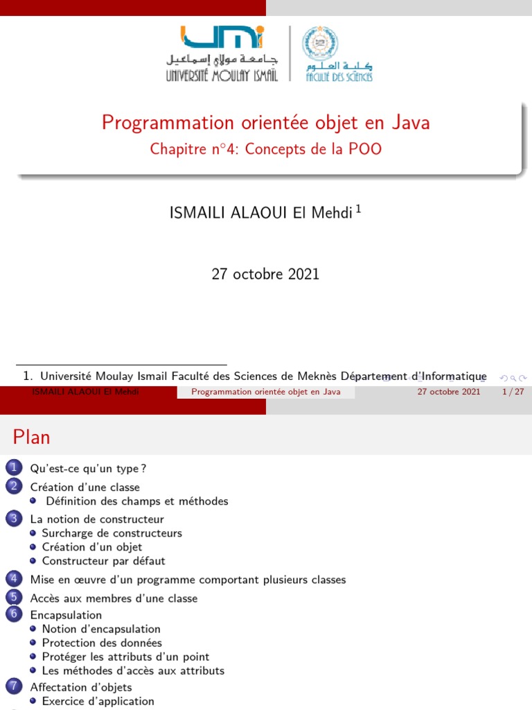 Chapitre 4 Concepts de La POO | PDF | Classe (informatique) | Constructeur (programmation)