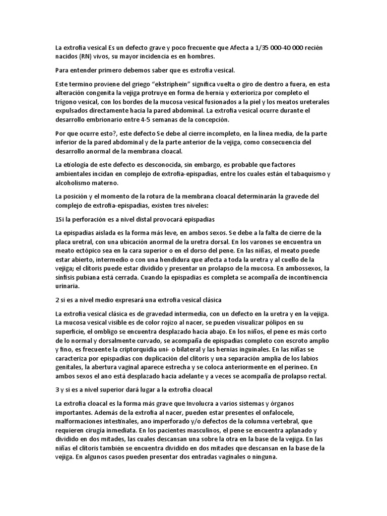 Para Entender Primero Debemos Saber Que Es Extrofia Vesical | PDF ...