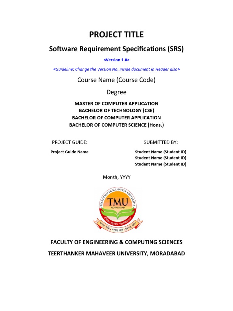 Project Title: Software Requirement Specifications (SRS) | PDF ...