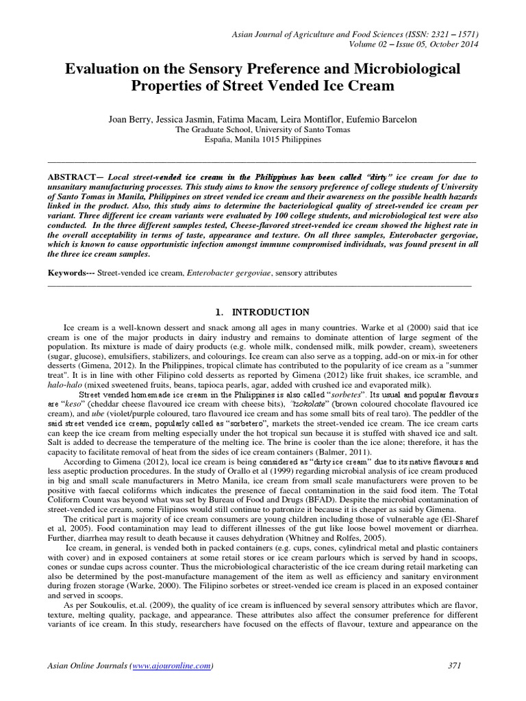 Evaluation On The Sensory Preference and Microbiological | PDF | Ice ...