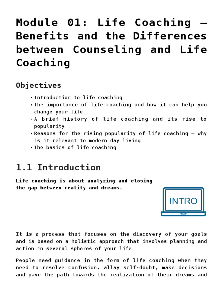 Module 01: Life Coaching - Benefits and The Differences Between ...