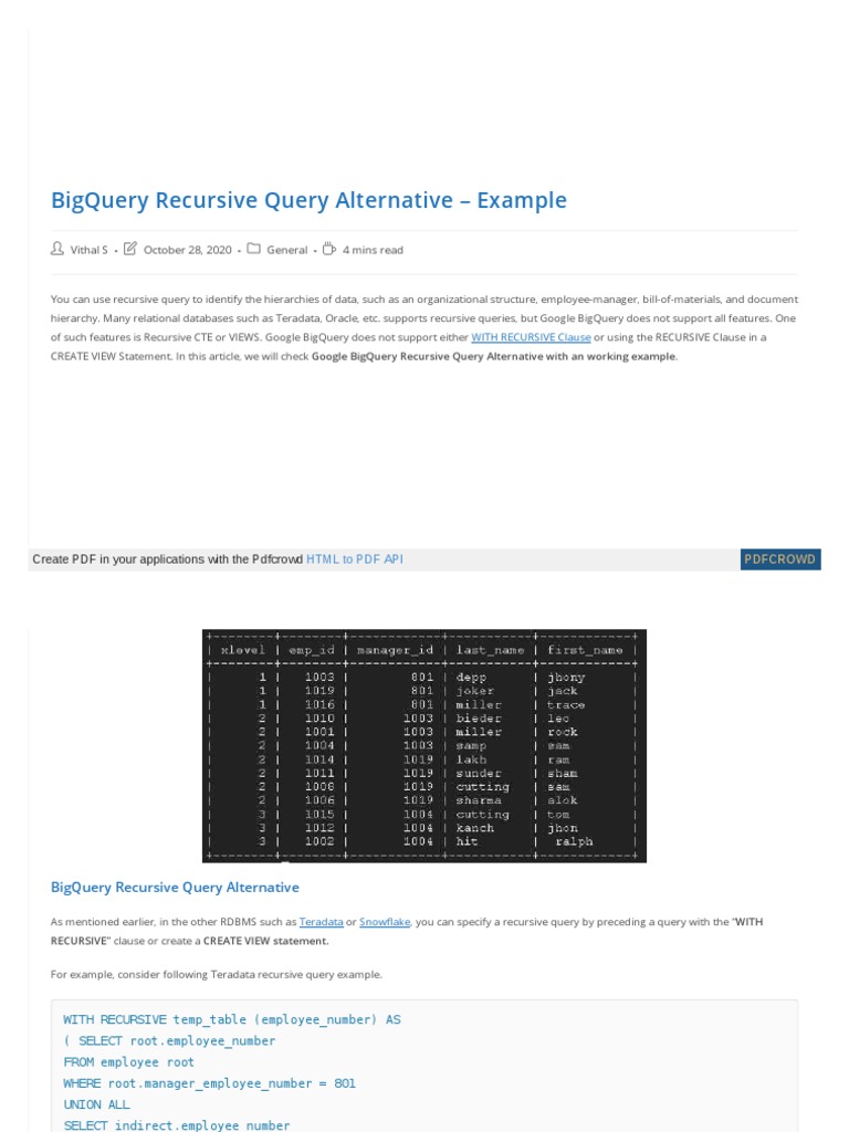 Dwgeek Com Bigquery Recursive Query Alternative Example HTML | PDF ... Dwgeek Com Bigquery Recursive Query Alternative Example HTML | PDF ...