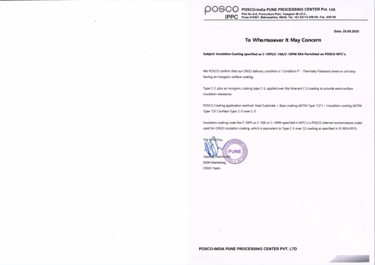 POSCO Insulation Coating C-10PS | PDF
