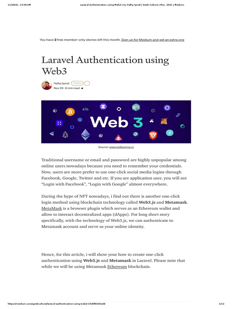 Laravel Authentication Using Web3 - by Hafiq Iqmal - Geek Culture - Nov, 2021 - Medium | PDF ...