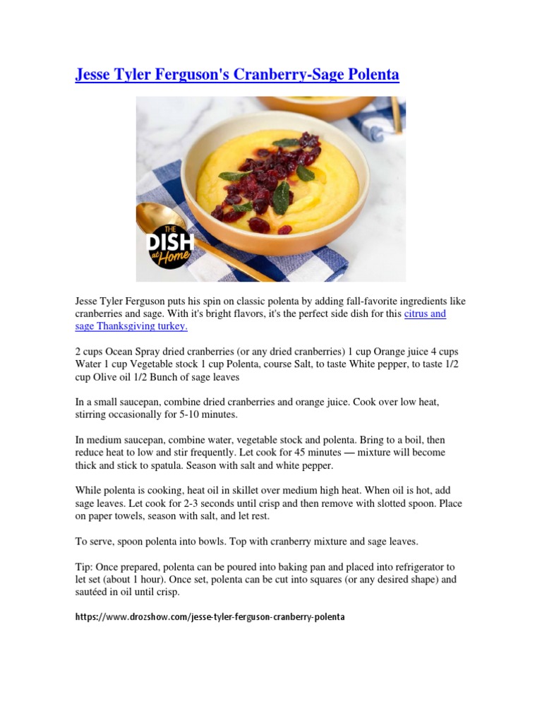Jesse Tyler Ferguson's Cranberry-Sage Polenta: Citrus and Sage ...