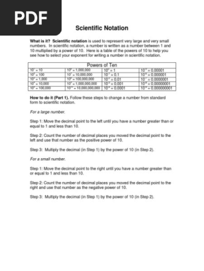 Chemistry Scientific Notation Cheat Sheet