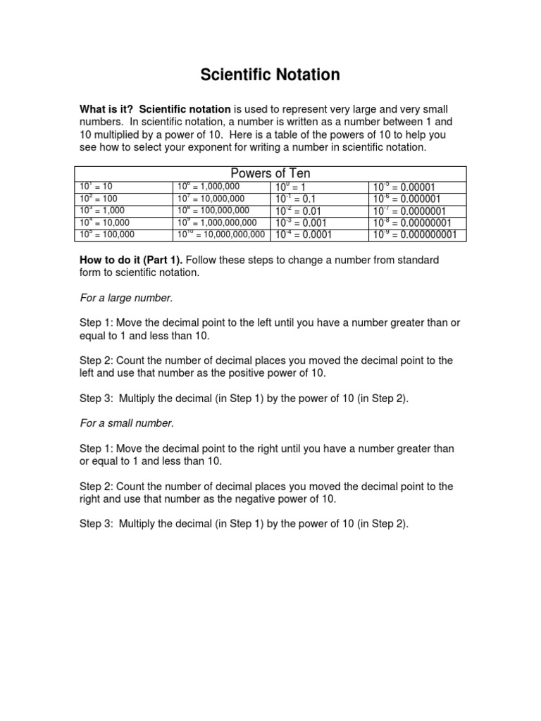 Scientific Notation - Mrs Kessler Version With Cheat Sheet | PDF ...