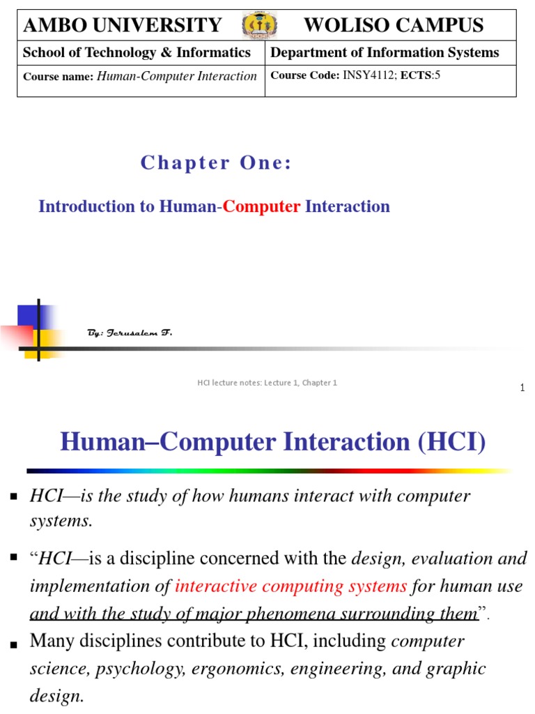 Ambo University Woliso Campus: Chapter One | PDF | Human–Computer Interaction | Cognition